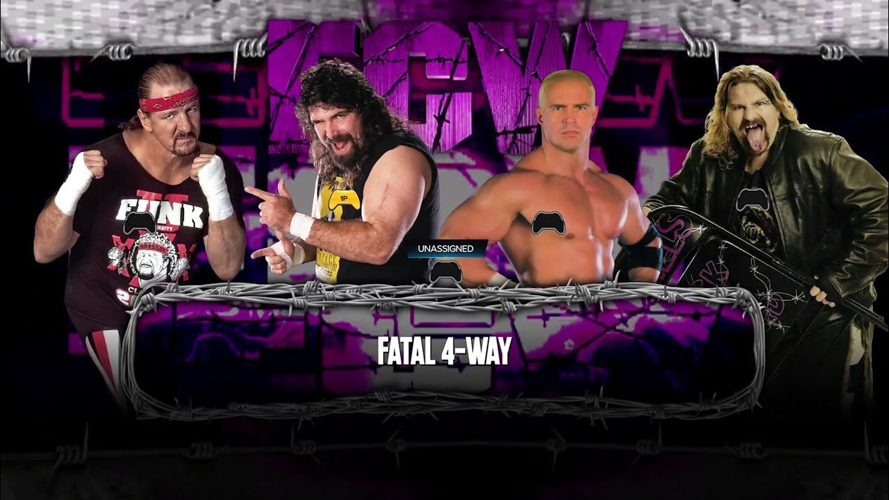 Cactus Jack vs Terry Funk vs Hardcore Holly vs Mahoney | First Blood ...