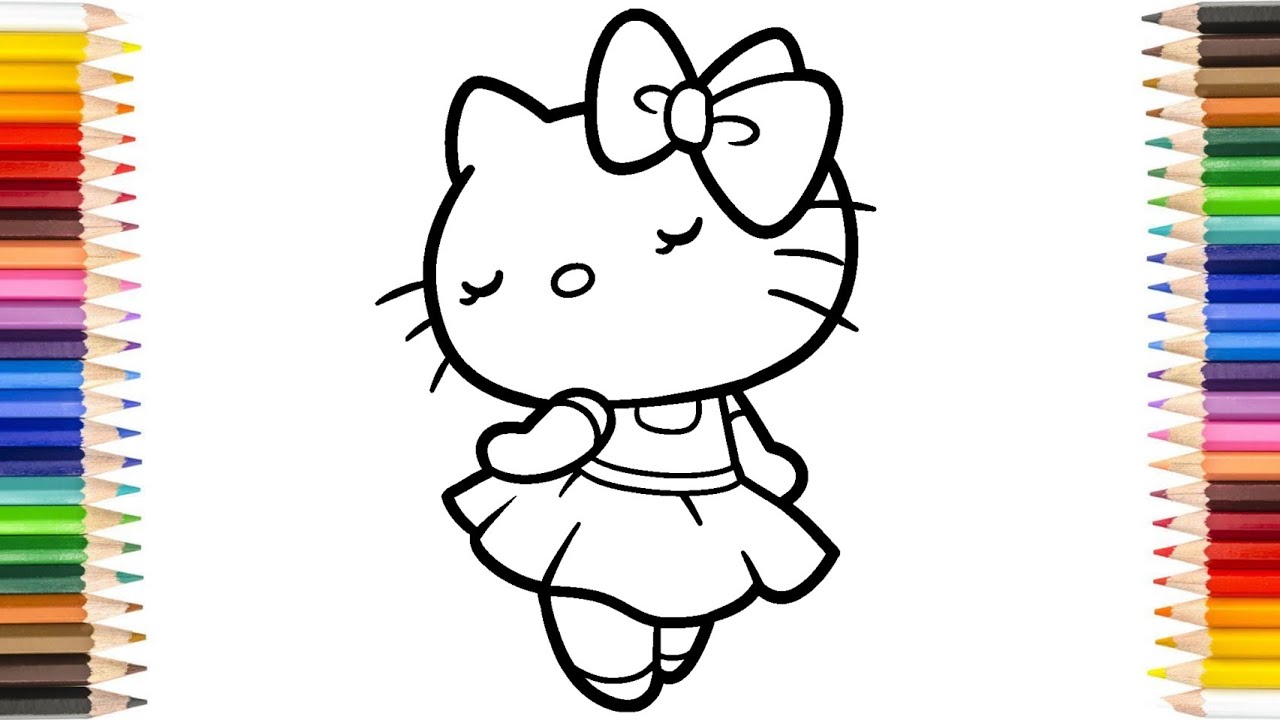 🎀😻🌈Hello kitty drawing and colouring🎀😻🌈~ how to draw hello kitty🐱 - YouTube