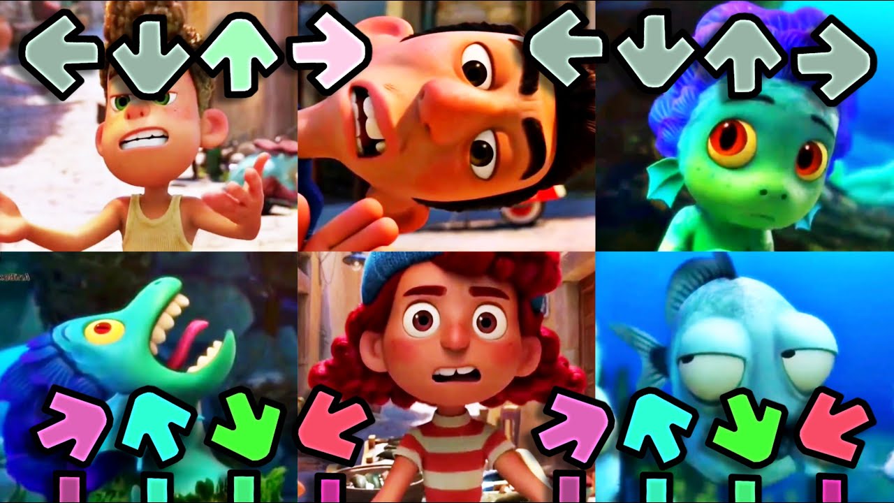 Pixar's Luca - FNF Nerves Different Characters Sing It - YouTube