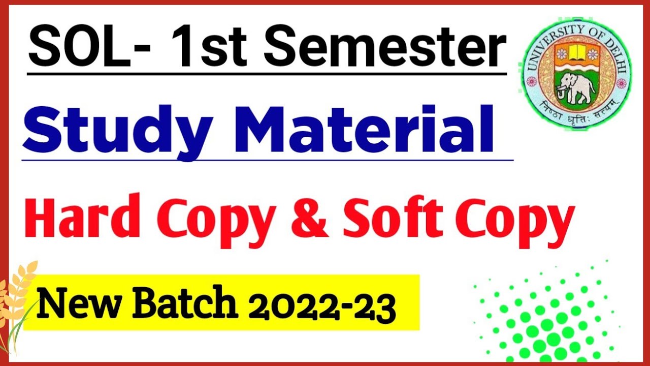 SOL First Semester Study Material - Hard Copy and Soft Copy Update 2022 ...