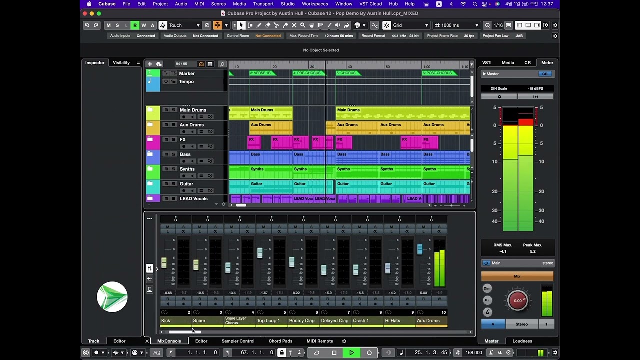 Steinberg Cubase Pro12 DemoSong. Pop Demo By Austin Hull_master - YouTube