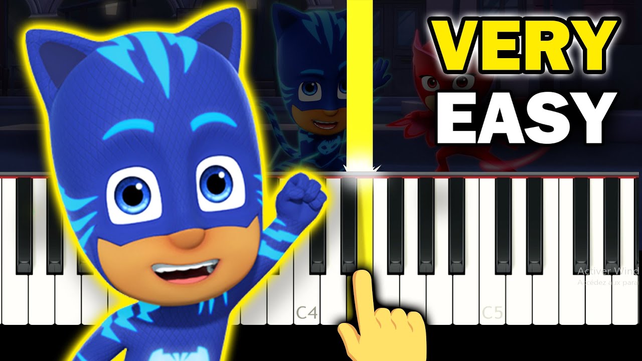 PJ MASKS - Theme song - VERY EASY Piano tutorial - YouTube