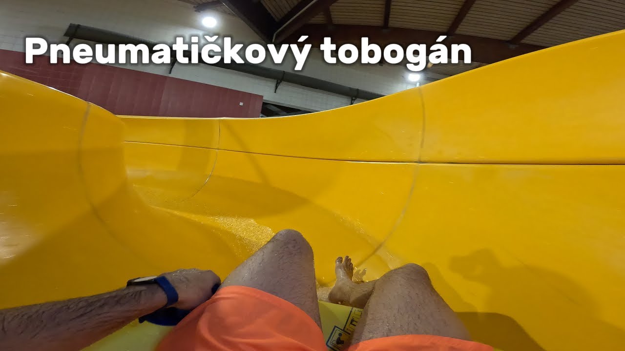 Yellow Tire Water Slide in Water Park Aquapark Beroun Czech Republic ...