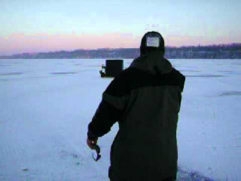 Motorized Ice Shanty Presque Isle - YouTube