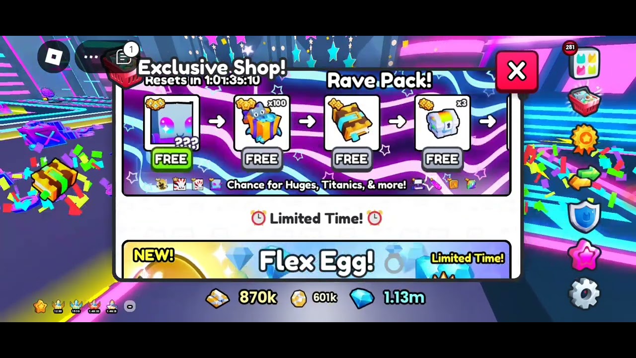 Getting the new huge with only 150rbx from rave pack(Pet Sim 99) - YouTube