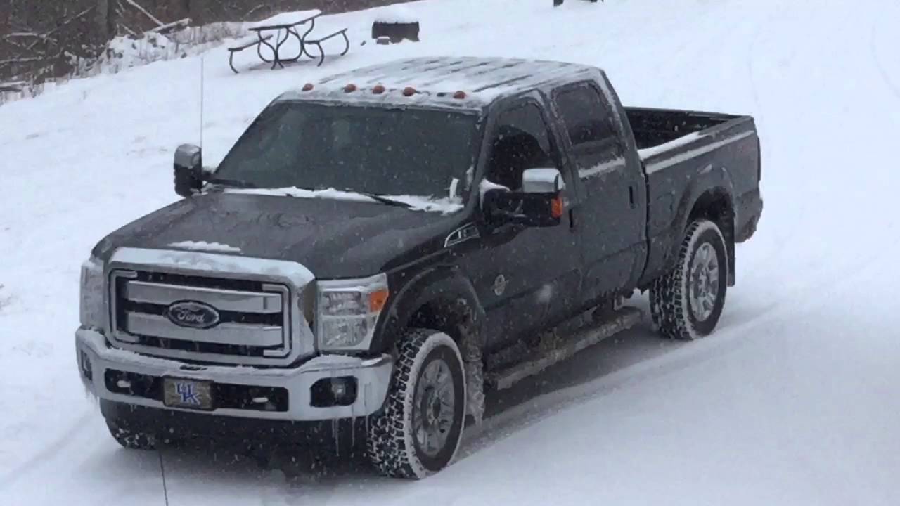 Ford F250 driving home first snow 2016 - YouTube