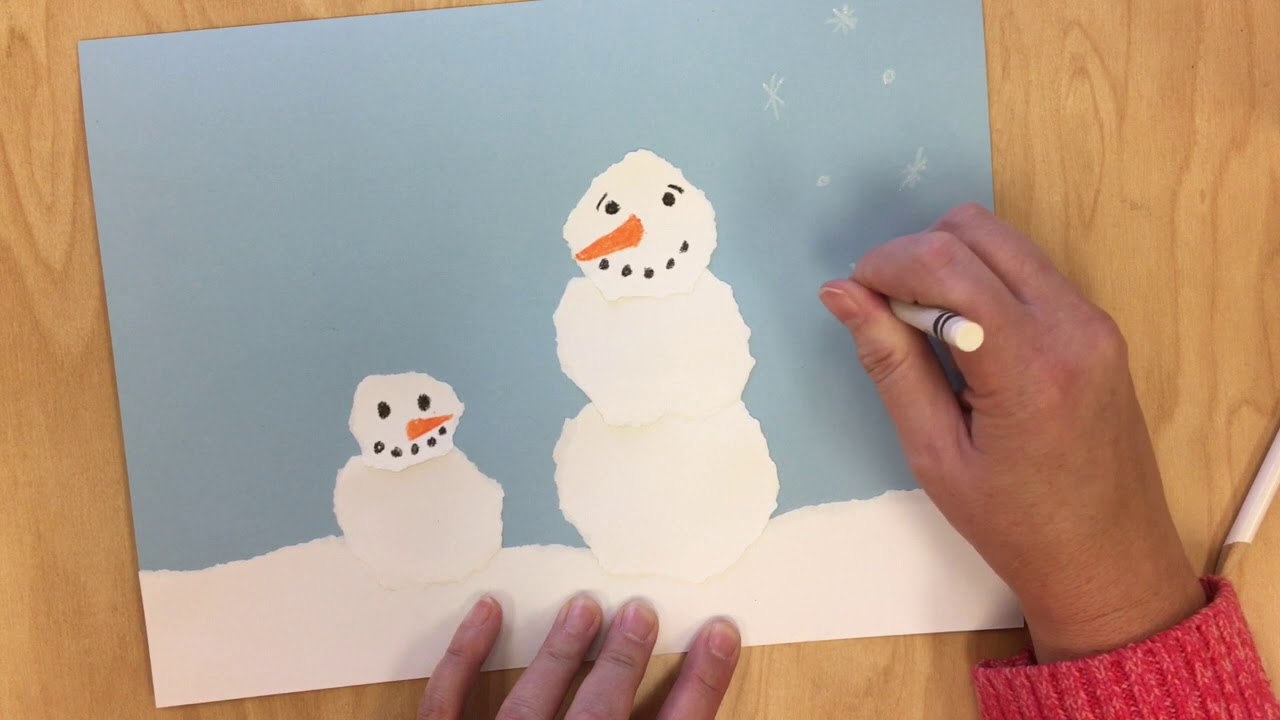 Torn Paper Snowman - YouTube