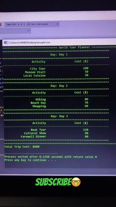 Planner Display In C Ide Dev C Cppprogramming Codingtime Codinglife Youtube