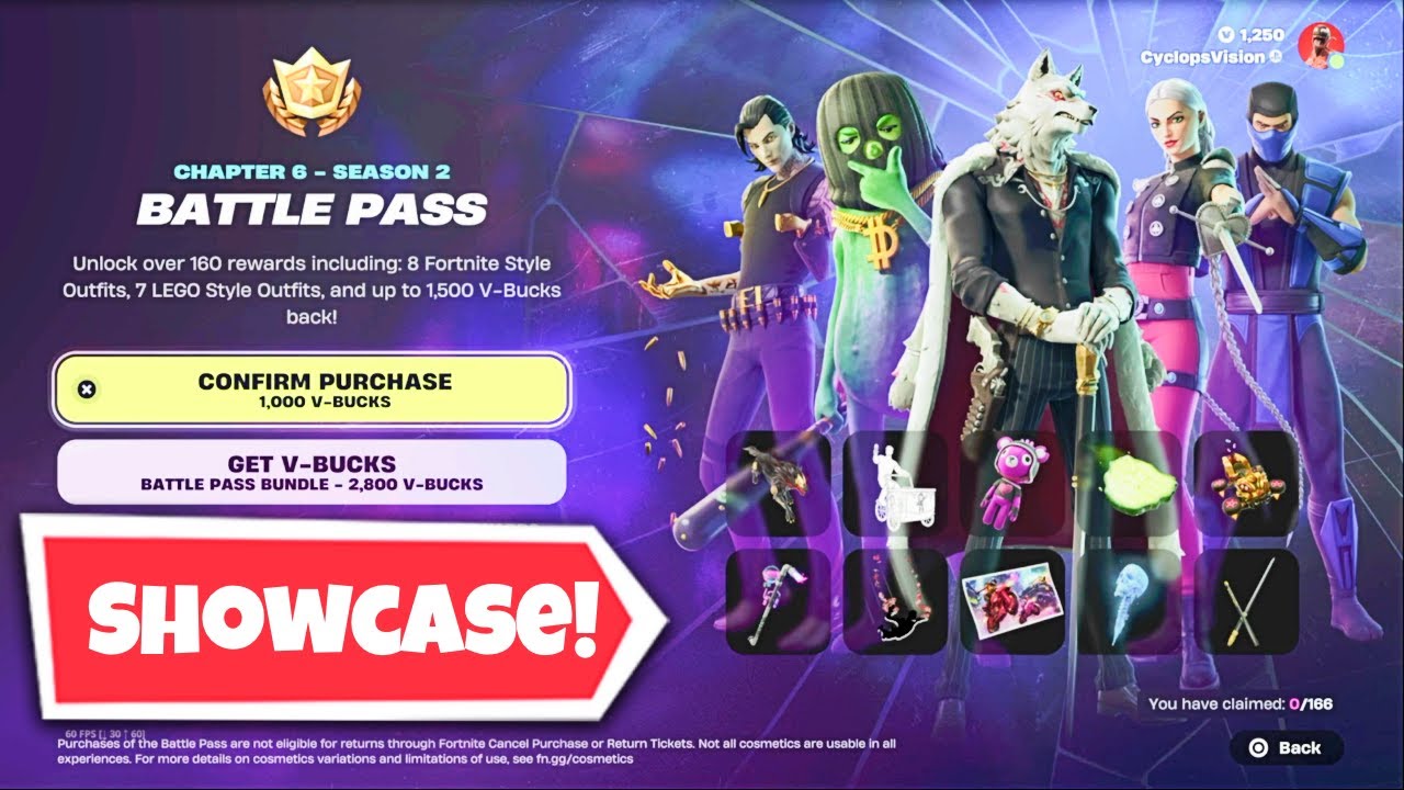 Showcasing Fortnite Chapter 6 S2 Battle Pass! - YouTube