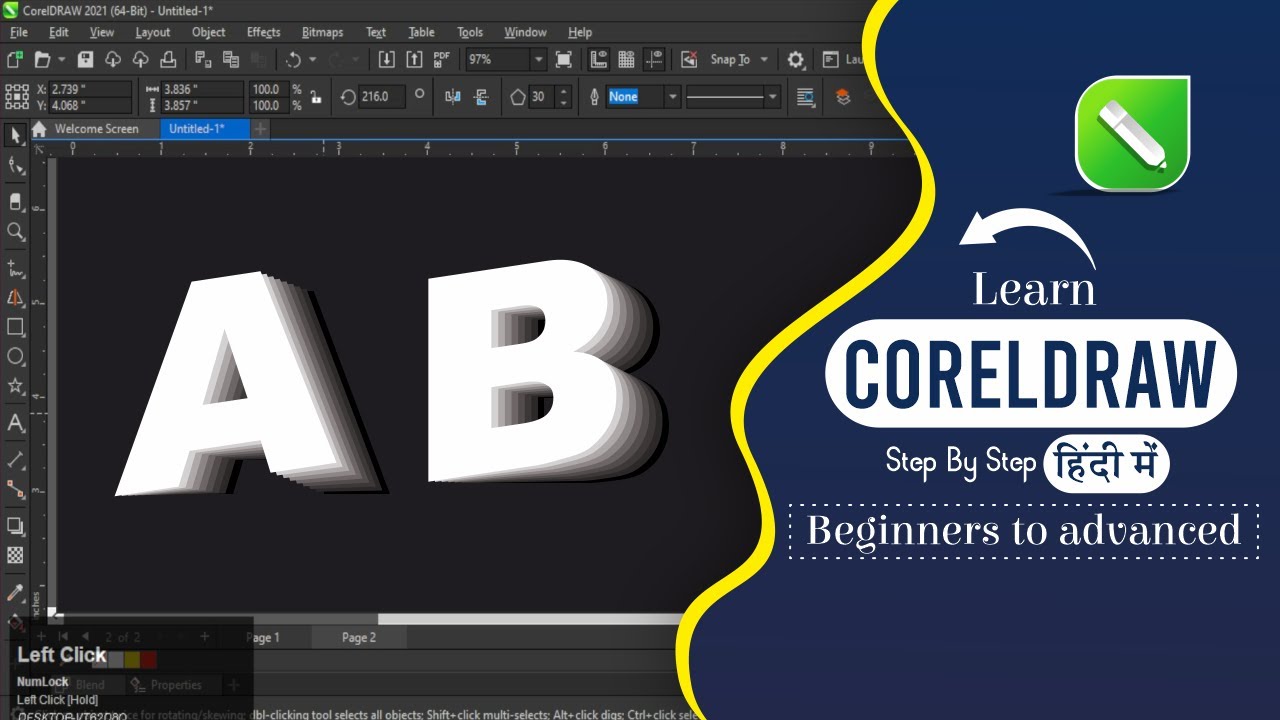 Letter A-Z flip text effect in Coreldraw complete Tutorial | Logo ...