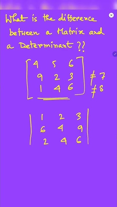 Difference between Determinant and Matrix #class12maths #mathshorts # ...
