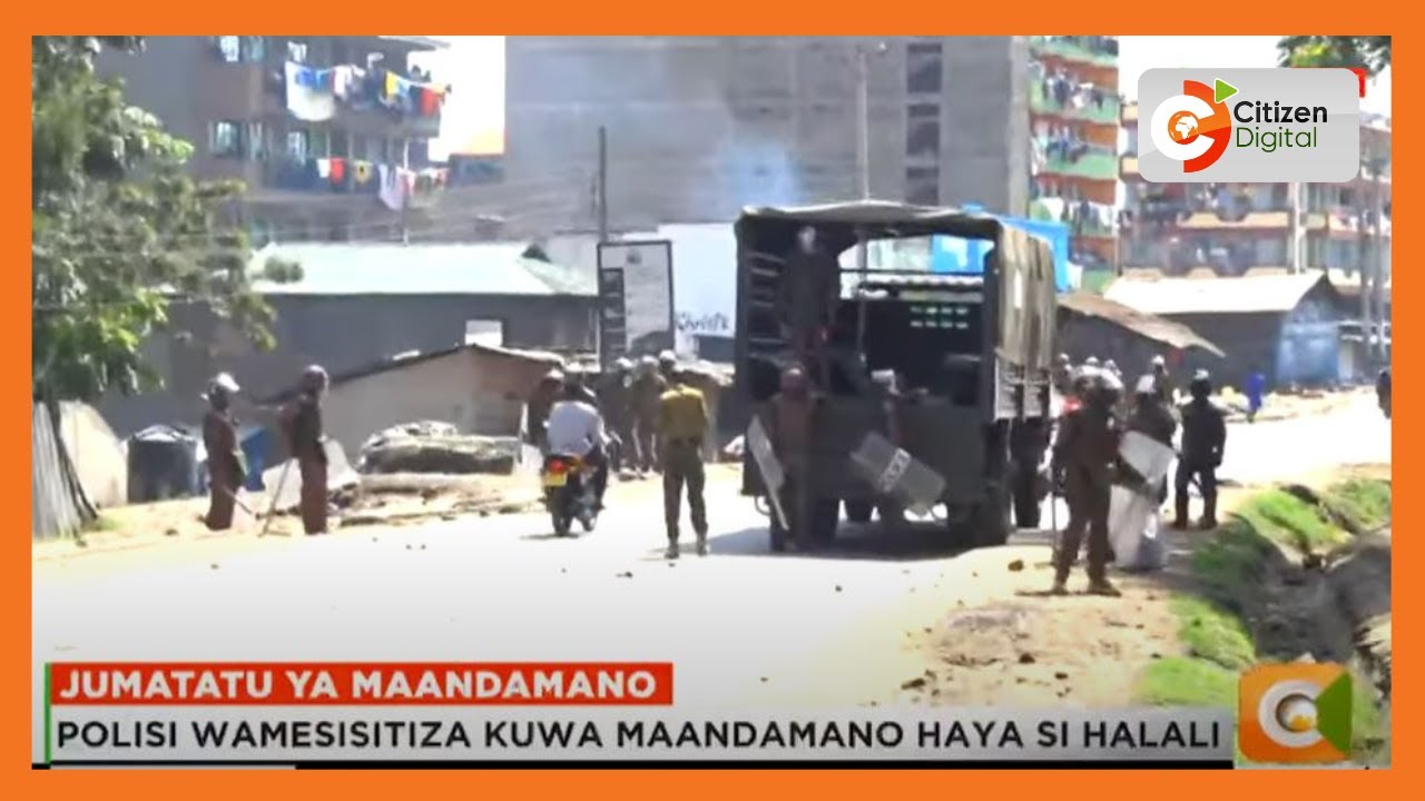 Polisi wawatawanya waandamanaji katika mtaa wa Mathare - YouTube