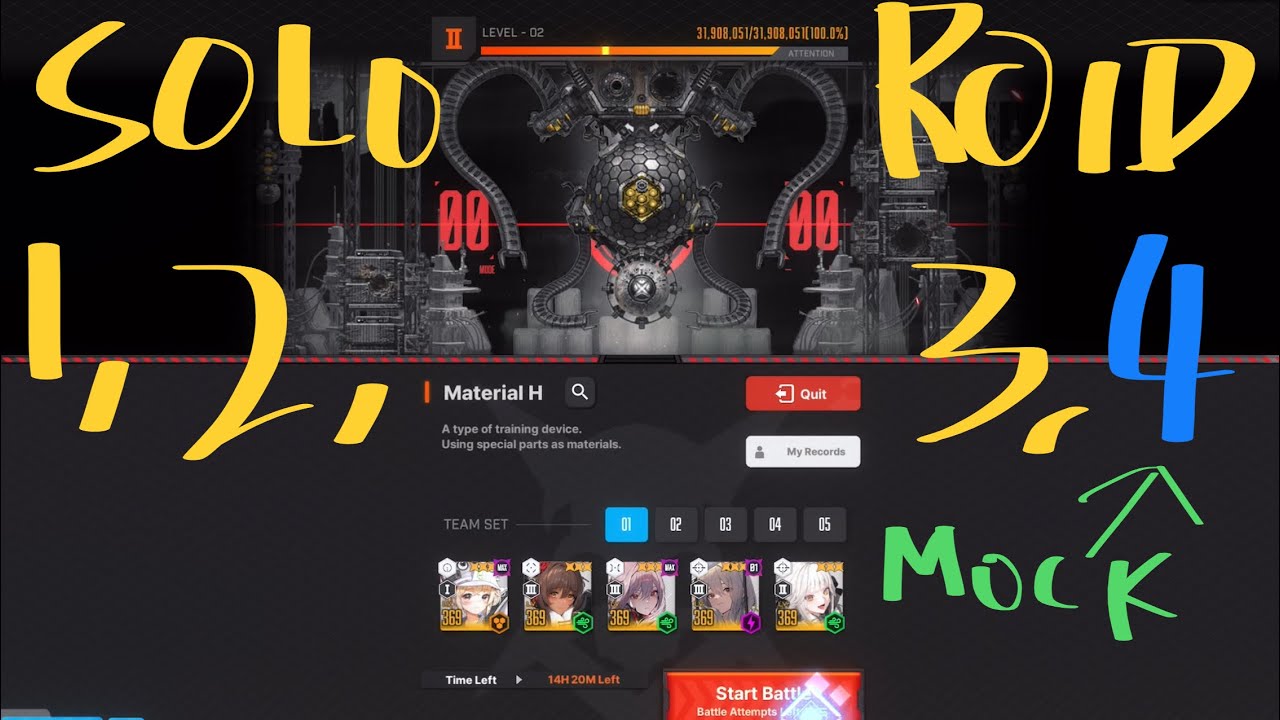 NIKKE Solo Raid - Material H Level 1 2 3 mock 4 * FULL AUTO - YouTube