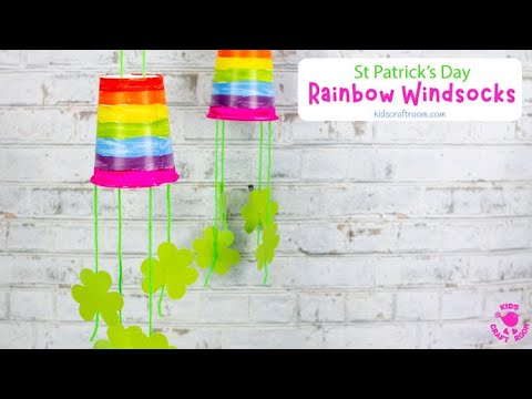 St Patrick's Day Rainbow Windsock Craft For Kids - YouTube