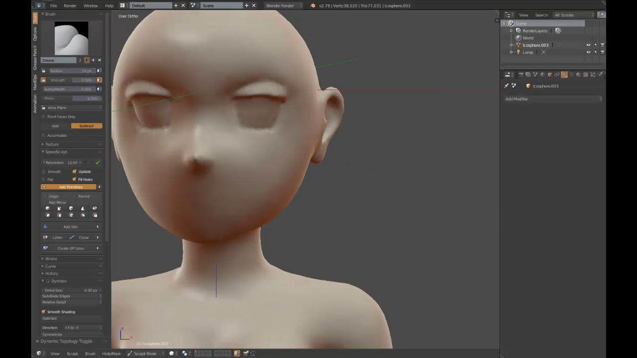 4A. Blender- Anime Female Sculpt - Figure Detailing Part 1 T/L - YouTube
