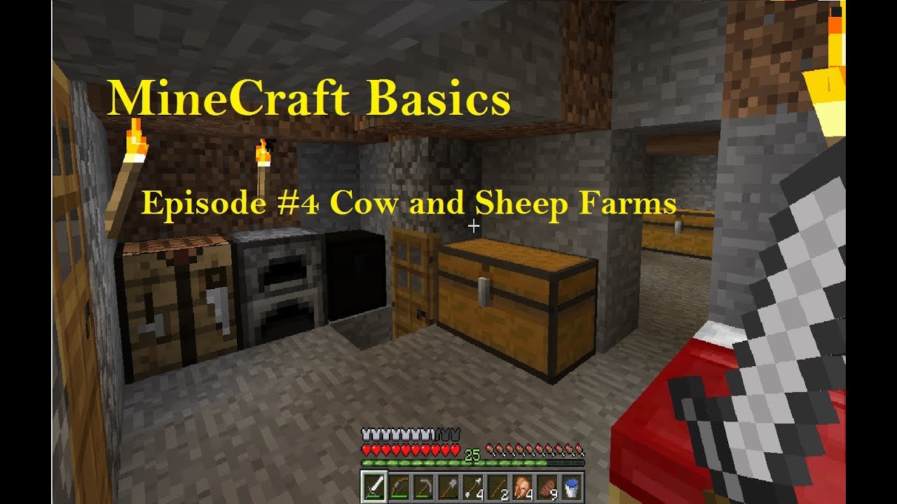 MineCraft Basics 004: Cow and Sheep Farming - YouTube