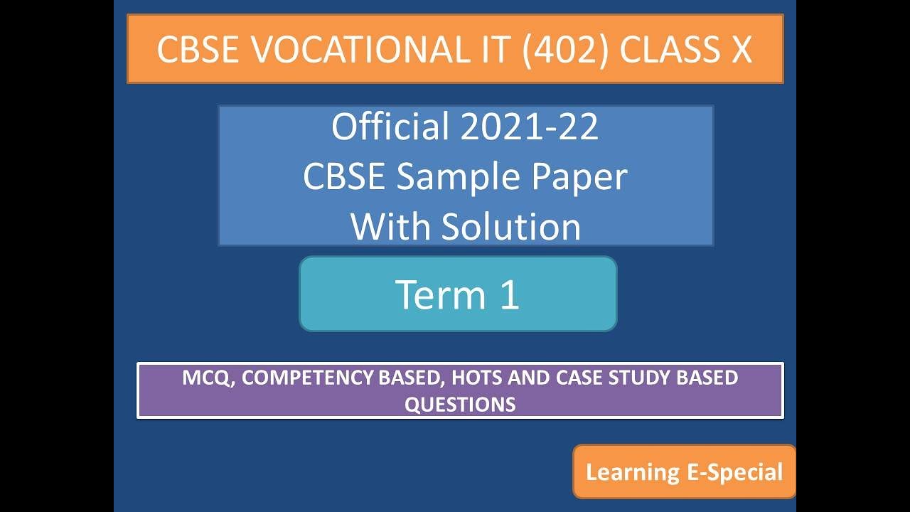 CBSE latest sample paper Vocational Information Technology code 402 ...