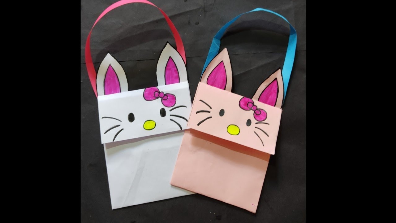 Beautiful Hello kitty paper Bag/Miniature Paper Craft/school project ...