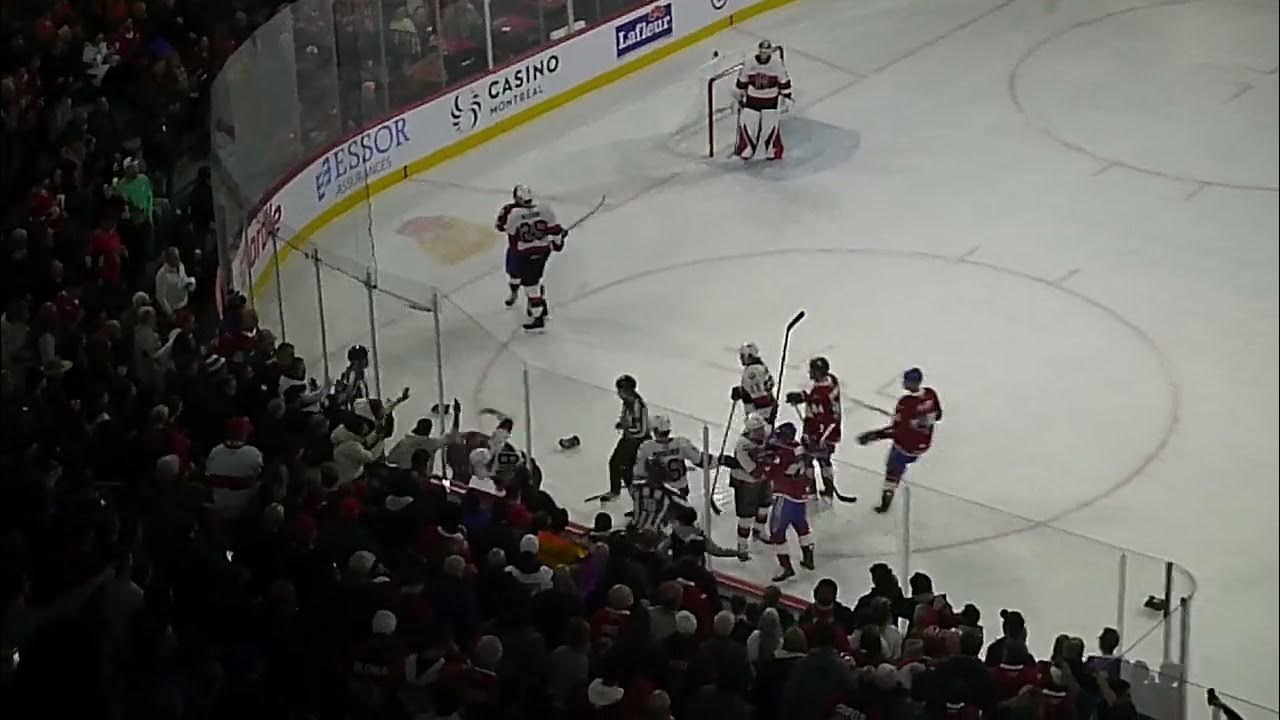 Laval Rocket's Xavier Simoneau and Belleville Senators' Josh Currie get into a fight 1/19/24 ...