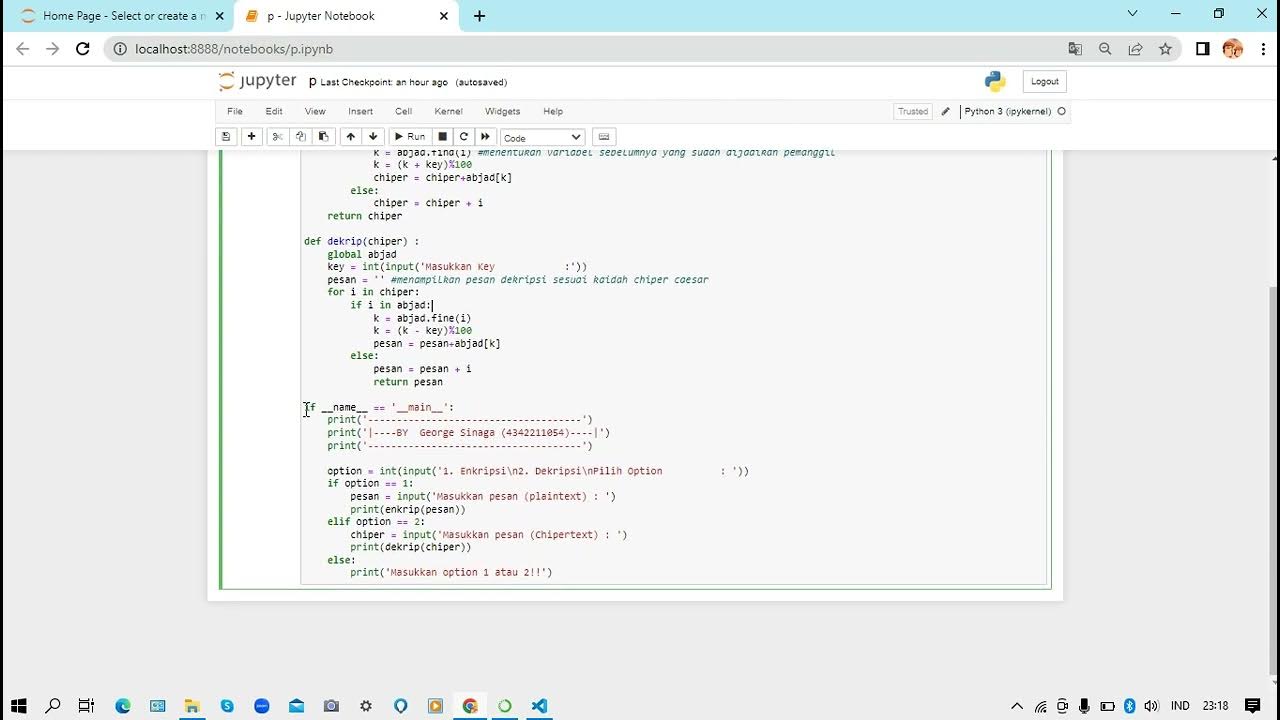 Enkripsi Dekripsi menggunakan Metode Kriptografi Caesar - YouTube