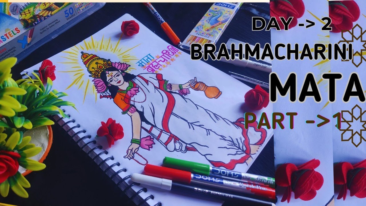 Navratri Day - 2/ How to draw a beautiful drawing of Maa Brahmacharini ...