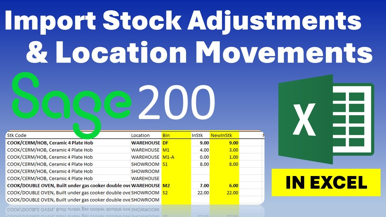 Sage 200 – Import Stock Adjustment - YouTube