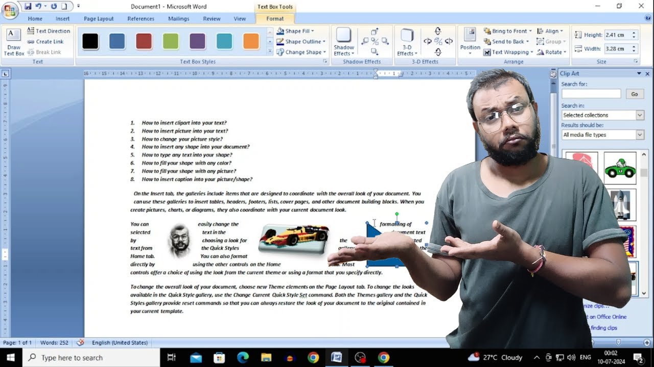 #msword PART 6 | Picture insert | Clipart insert | Shape insert ...