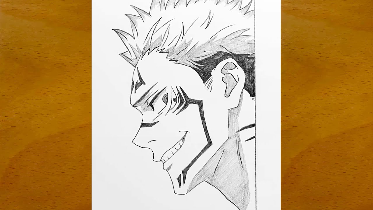 Sukuna Side Profile Drawing || How to Draw Ryomen Sukuna from Jujutsu ...