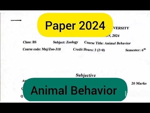 Paper Zoology |Animal behavior paper |BS Zoology|BS Biology|BS Botany ...