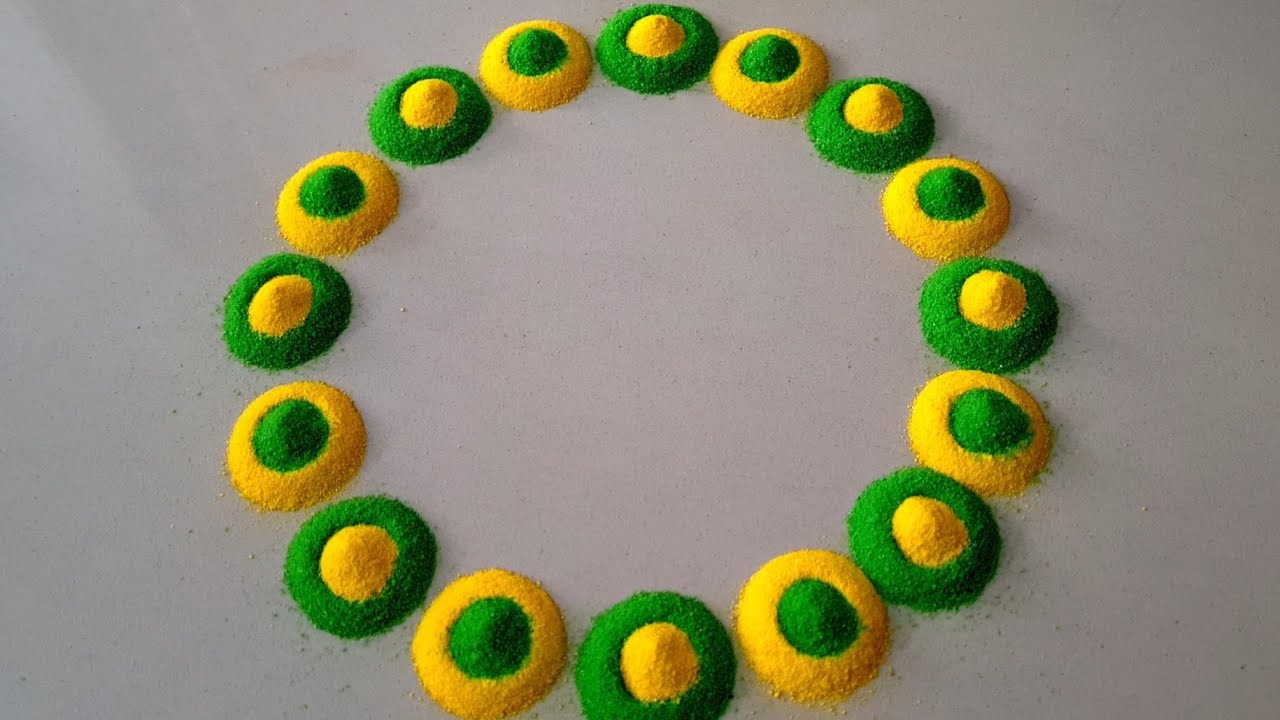 Two-three colour Combination Rangoli for beginners | Easy everyday ...