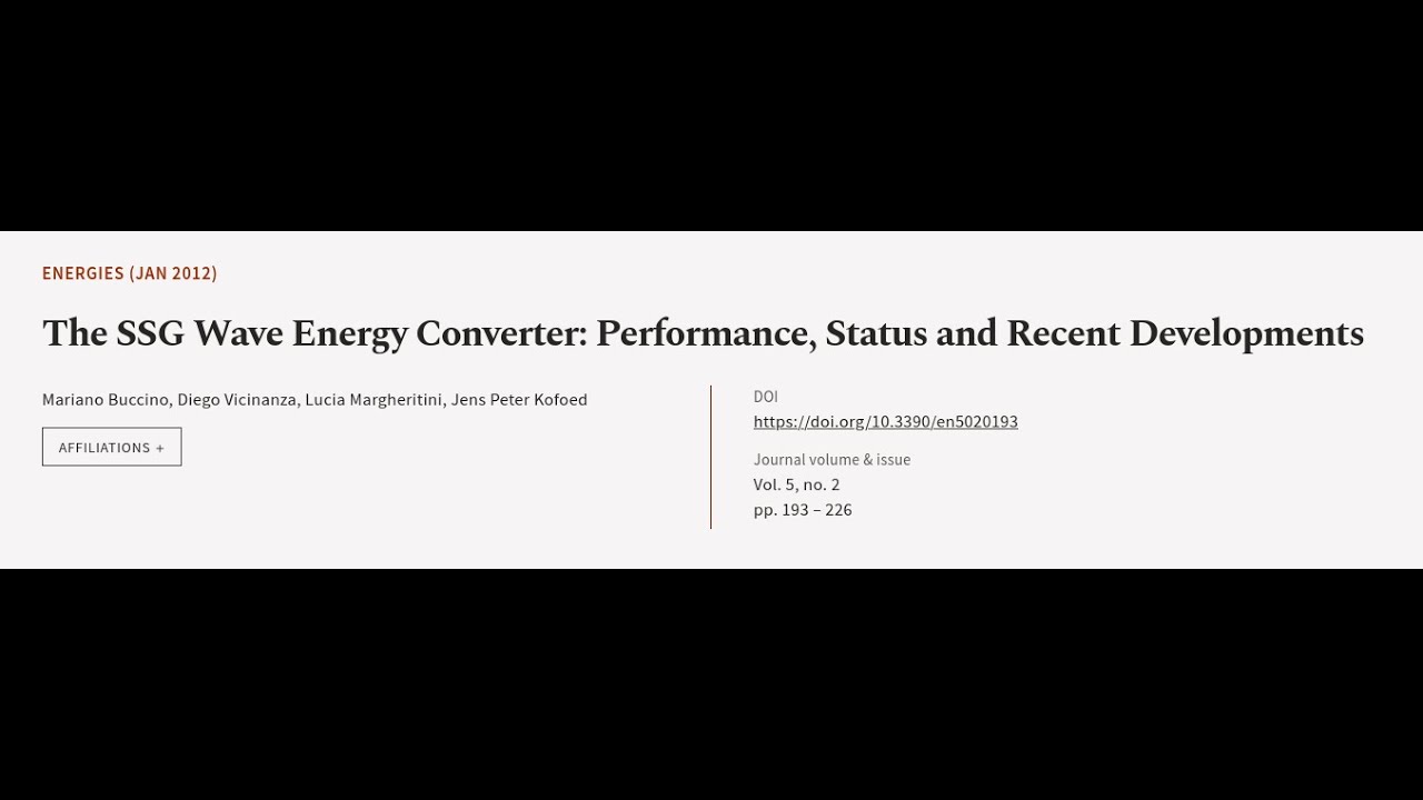 The SSG Wave Energy Converter: Performance, Status and Recent ...