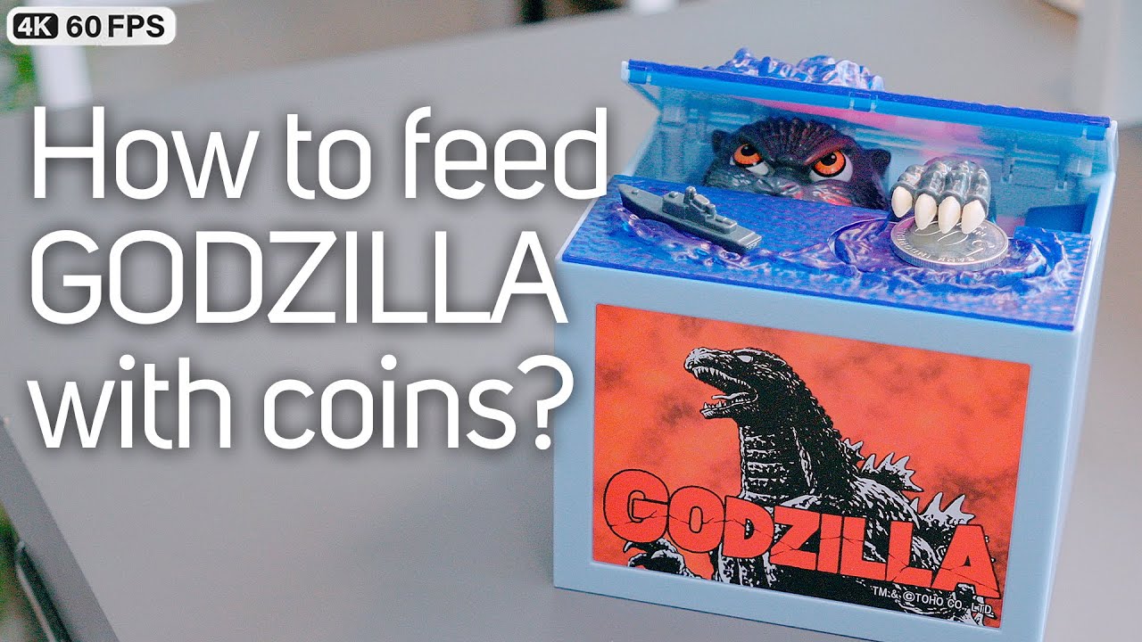 GODZILLA Piggy Bank | Feed Godzilla with coins (4K Stereo ASMR Unboxing ...