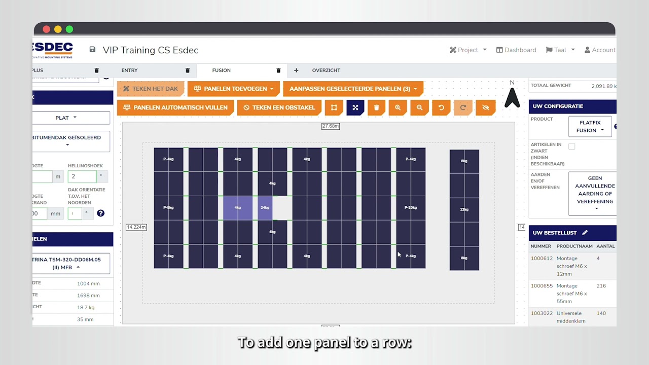 Add or remove a panel in the Esdec Calculator - YouTube