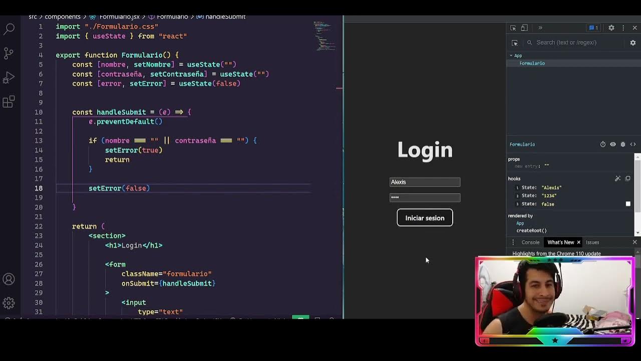 Crear Login con react Simple utilizando useState y props 2023 - YouTube