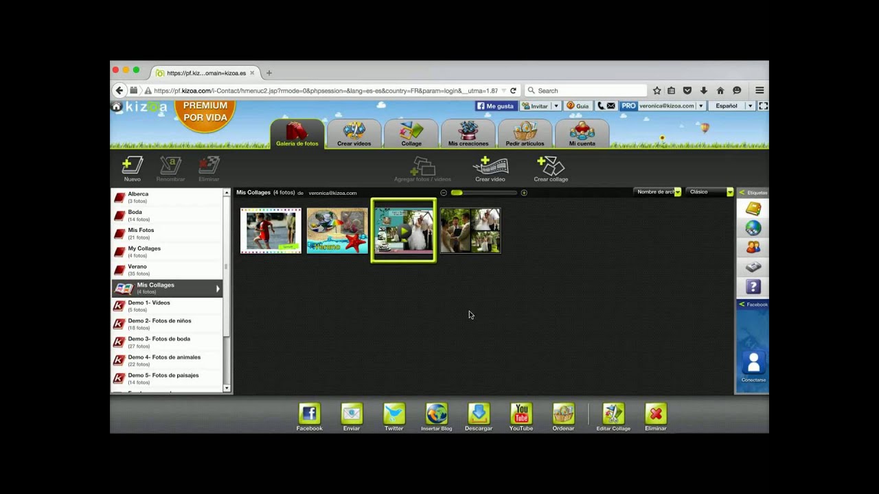 Cómo compartir un collage - Kizoa Tutorial - YouTube