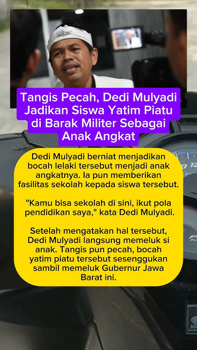 Tangis Pecah, Dedi Mulyadi Jadikan Siswa Yatim Piatu di Barak Militer Sebagai Anak Angkat - YouTube