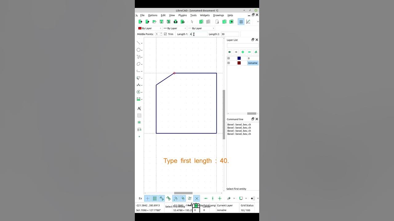 How to Use Bevel Tool - Librecad #librecad #cad #freecad #design #tutorial #autocad - YouTube