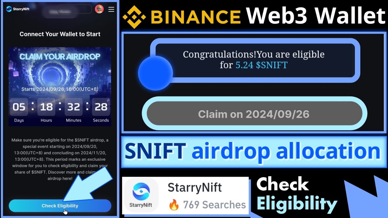 StarryNift airdrop allocation || Check Eligibility || Binance Web3 Wallet || SNIFT Airdrop ...