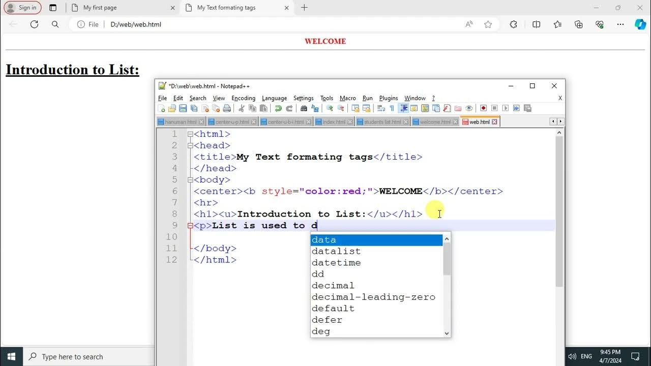 Understanding HTML Lists: Types and Usage | HTML Tutorial - YouTube