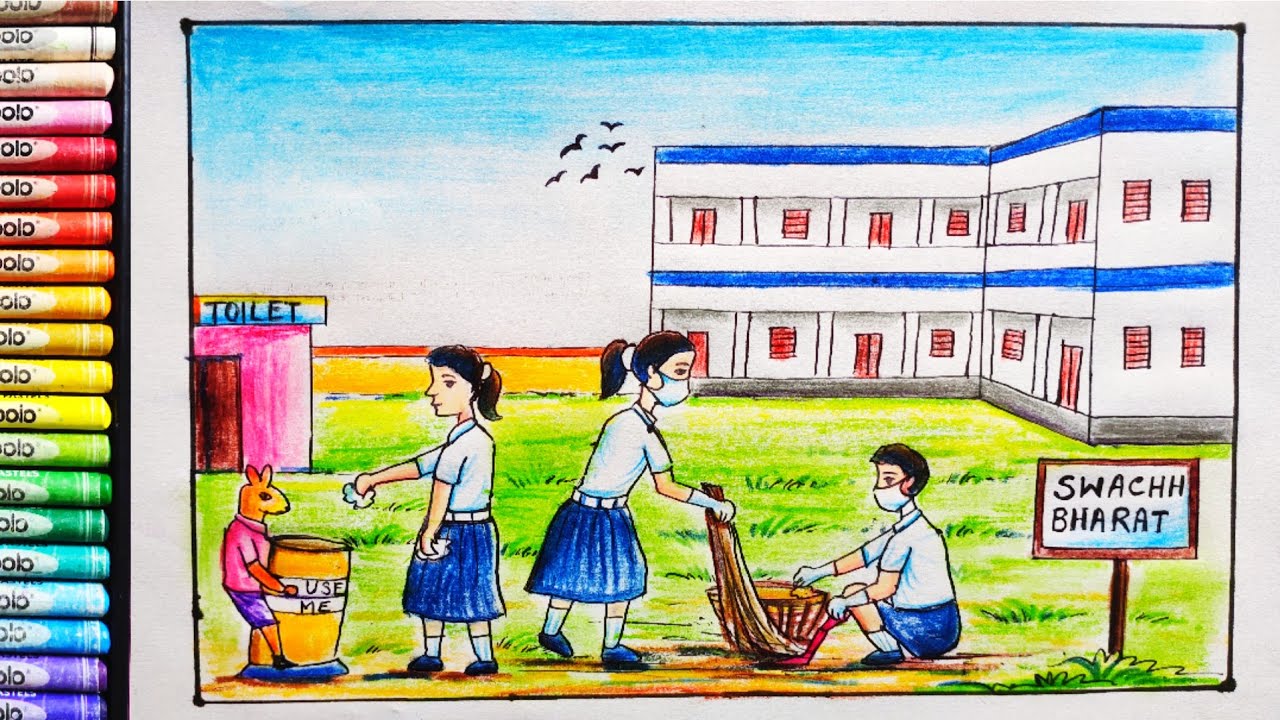How to draw swachh bharat abhiyan | Clean India oil pastel drawing ...