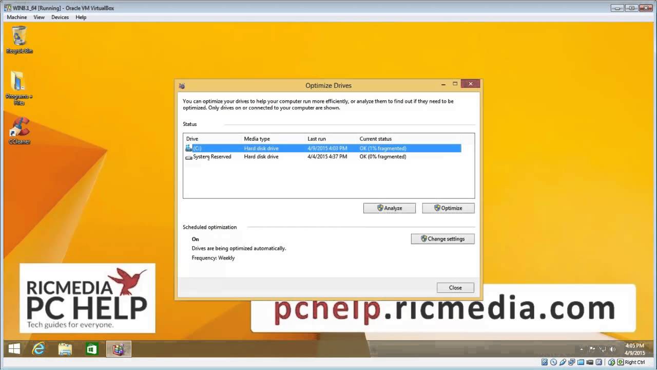 Defragment hard drive on Windows 8/8.1 - YouTube
