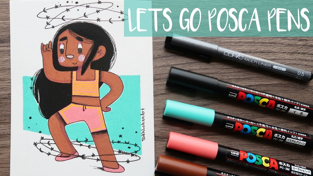 POSCA PAINT PENS| CUTE GIRL CHARACTER| TIMELAPSE - YouTube