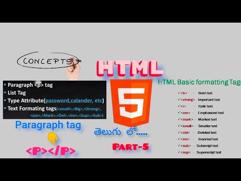 List Tag, Paragraph tag and Text formatting tags in Telugu | part -5 - YouTube
