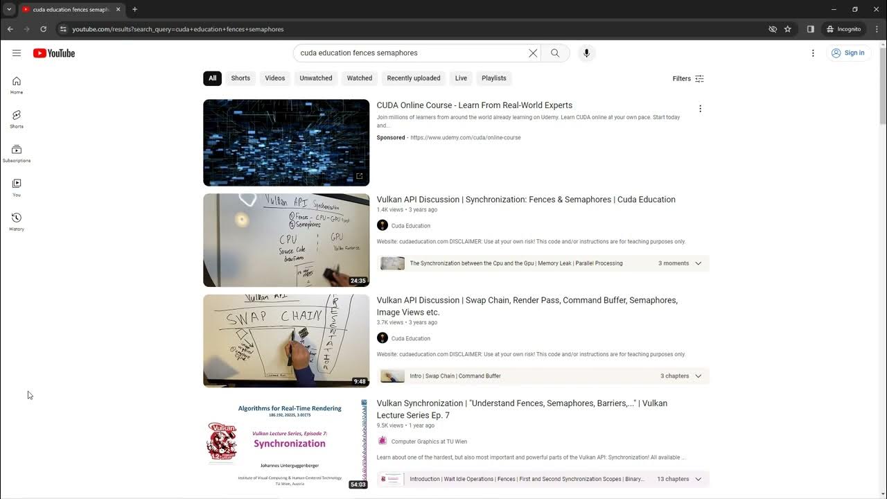 Vulkan API Discussion | Fences & Semaphores | Cuda Education - YouTube