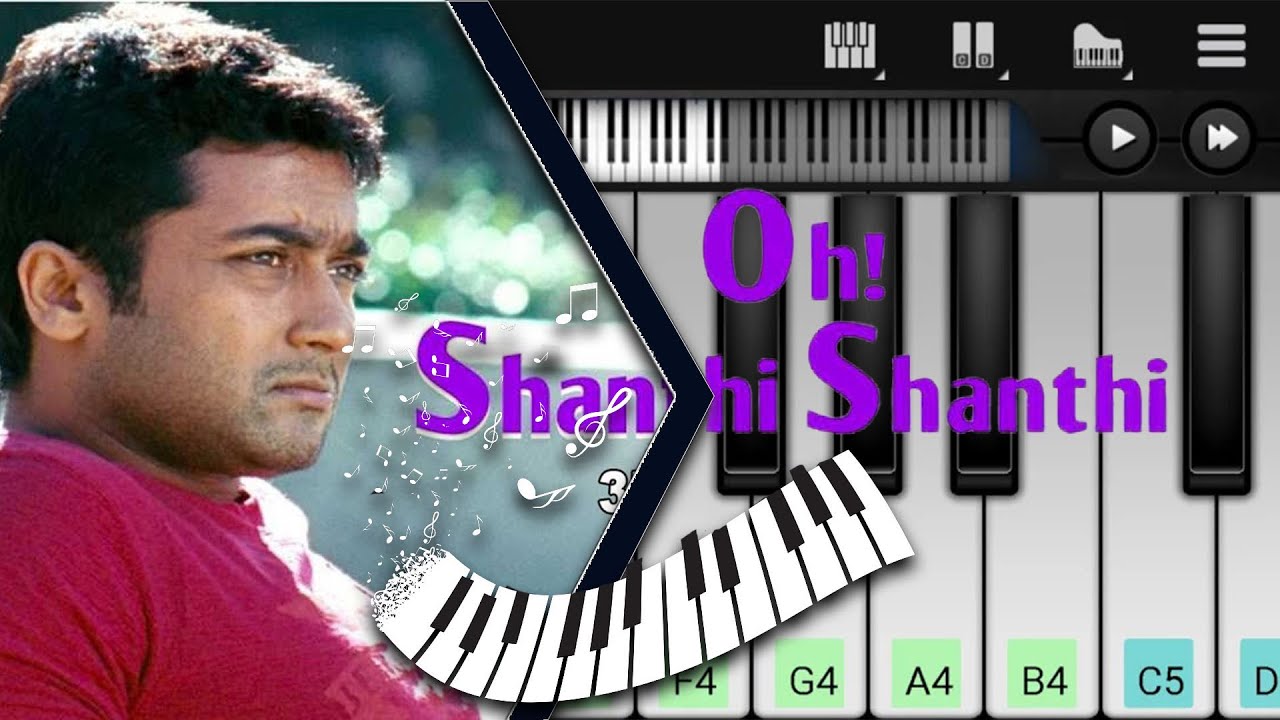 Oh Shanthi Shanthi Vaaranam Aayiram Easy Piano Tutorial Harris Jayaraj ...