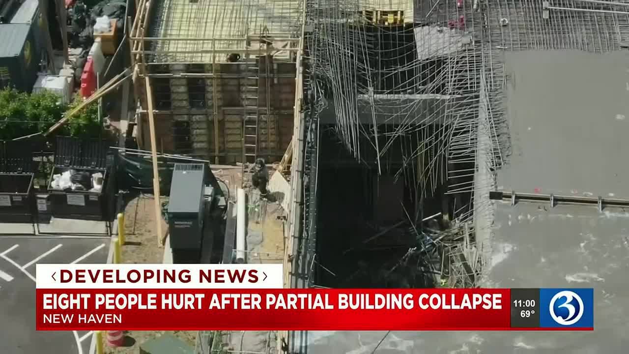 8 people hurt in partial building collapse in New Haven - YouTube