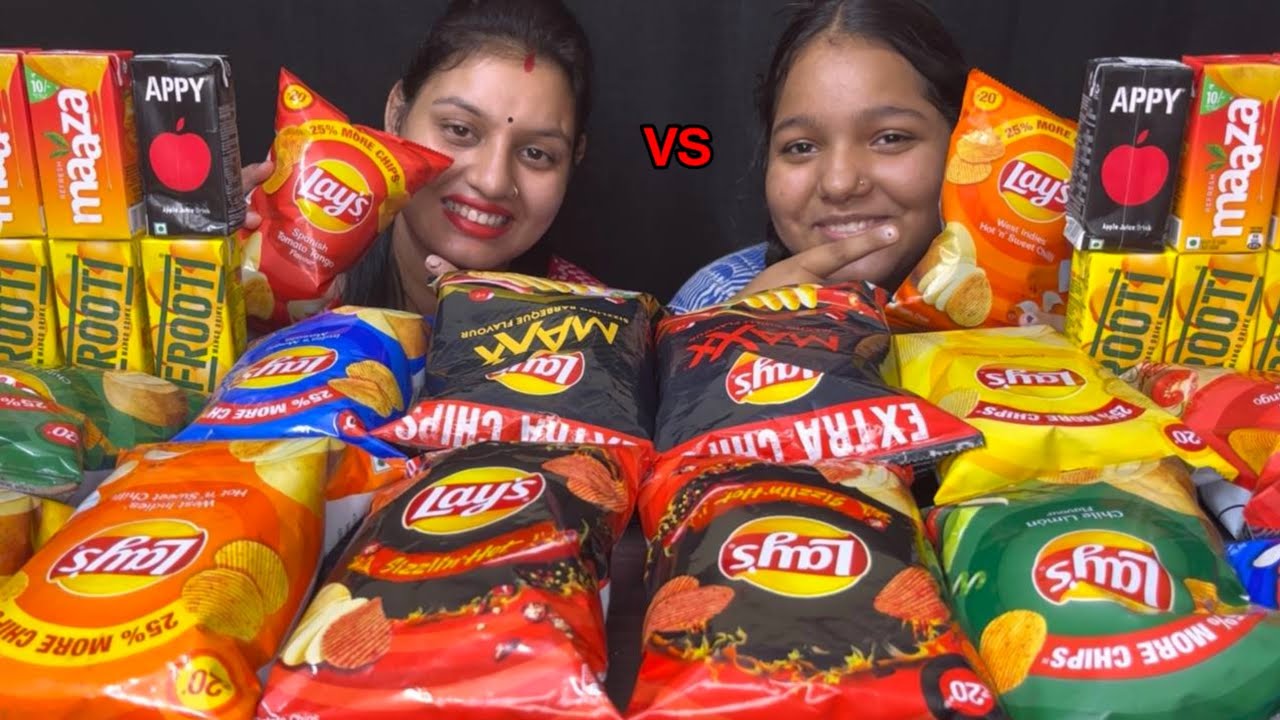 14 PACK LAYS 😊 & 12 MAZA, FROOTI CHALLENGE 😋I FOOD EATING CHALLENGE II ...