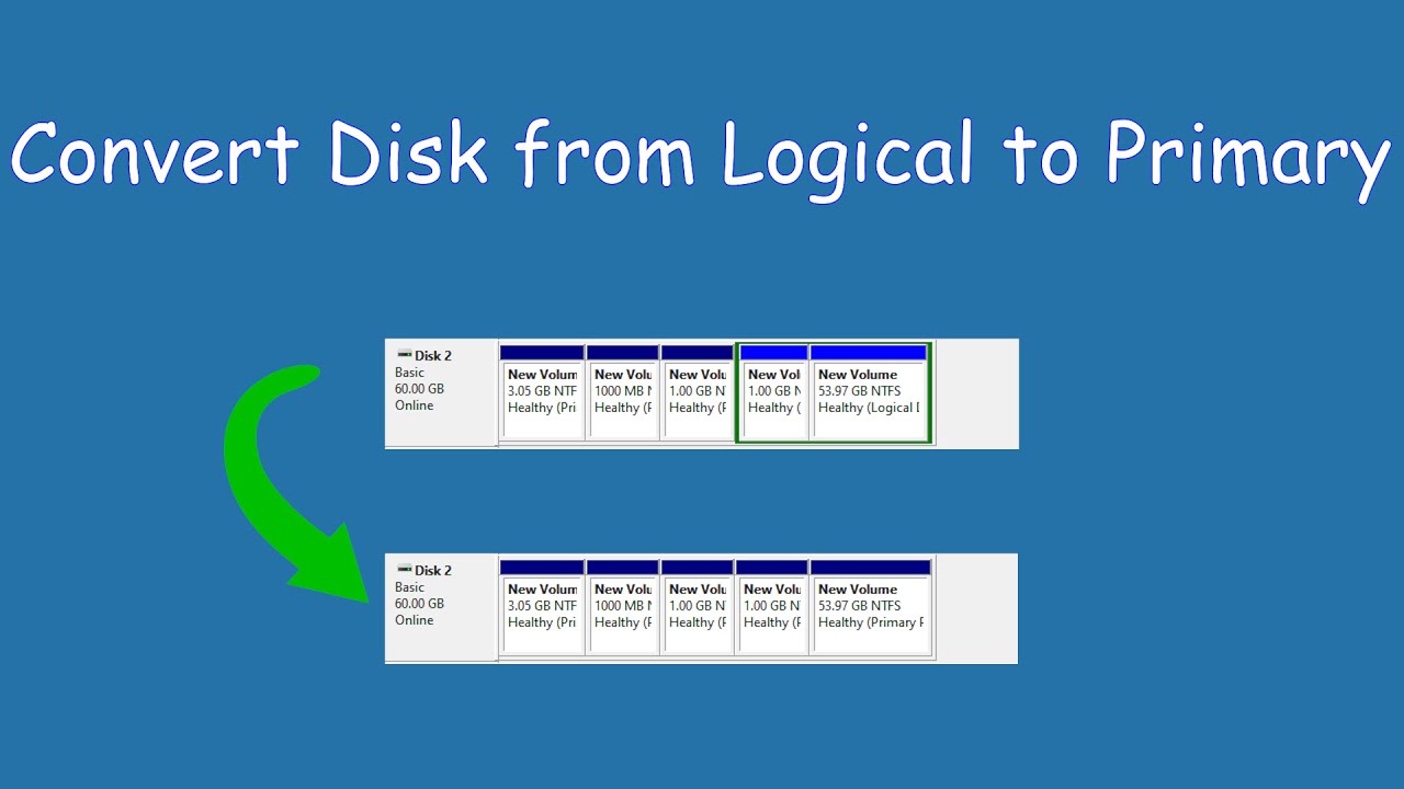 How to convert disk from logical to primary in Win 8 - YouTube