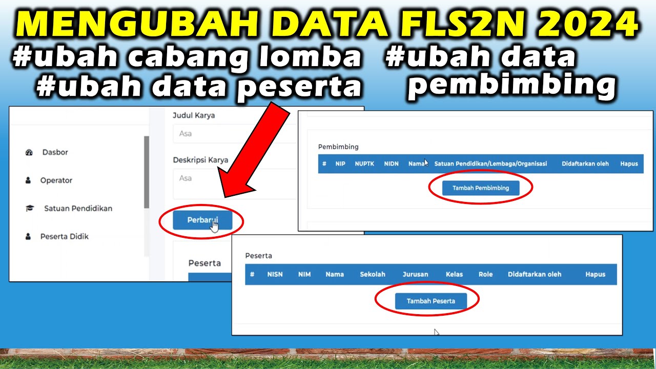 Cara Melakukan Perubahan Data FLS2N: Data Cabang Lomba, Pembimbing ...