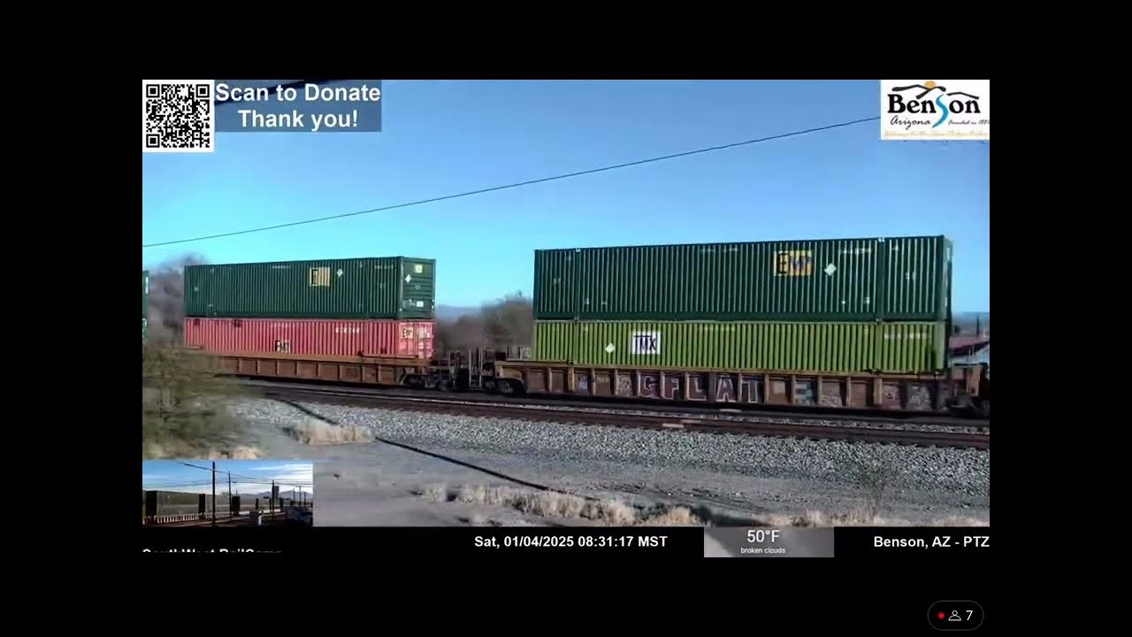 NS 8146 leads an intermodal train from the benson railcam - YouTube